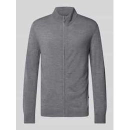 OLYMP Slim Fit Strickjacke mit Stehkragen