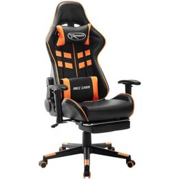 vidaXL - Gaming-Stuhl mit Fußstütze Schwarz und Orange Kunstleder