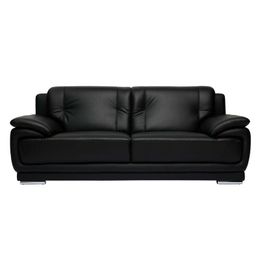 Miliboo - Design-Ledersofa schwarz drei Plätze Büffelleder tamara