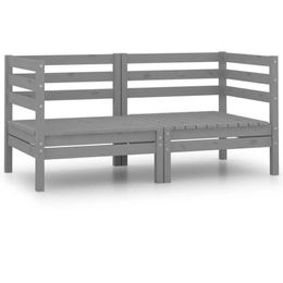 vidaXL - 2-Sitzer-Gartensofa Grau Kiefer Massivholz