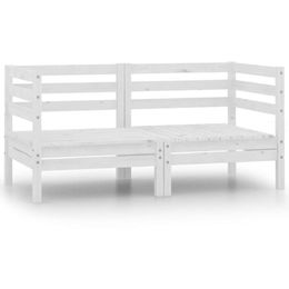 vidaXL - 2-Sitzer-Gartensofa Weiß Kiefer Massivholz