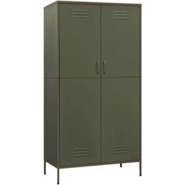 Kleiderschrank Olivgrün 90x50x180 cm Stahl vidaXL