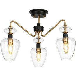 Elstead Armand 3 Light Semi Flush, gealtertes Messing, Glasschirm