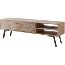 FineBuy - HiFi Lowboard sikar Mango Massivholz tv Kommode 145x47x35 cm, Fernsehschrank mit 2 Türen, Fernsehtisch Ablagefach, Fernsehkommode tv Möbel,