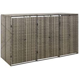 vidaXL - Mülltonnenbox für 3 Tonnen Grau 207x80x117 cm Poly Rattan