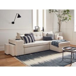 California - ecksofa beidseitig montierbar mit schlaffunktion - mit truhe, tisch und hockern - aus cord - 4 sitze - beige