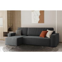 Fun Moebel - Ecksofa Schlafsofa Sofa maris Stoff Anthrazit Ottomane Links