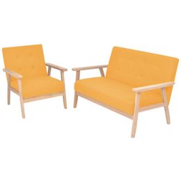 Sofa-Set 2-tlg. Stoff Gelb vidaXL