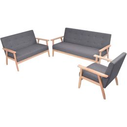 Sofa-Set 3-tlg. Stoff Dunkelgrau vidaXL