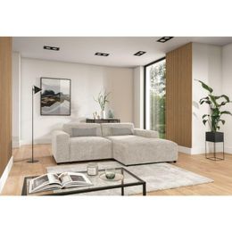 Polstercouch in L-Form rolia Ecksofa mit Kissen EM1-9 Creme - Furnix