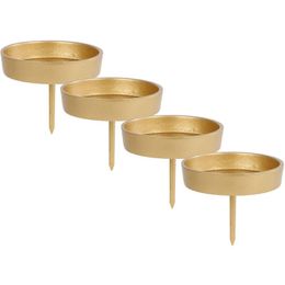 Spetebo Alu Kerzenpick für Stumpenkerzen 4er Set - 9 cm in gold - Metall Kerzenhalter für Kugelkerzen - Kerzen Stecker für Advents und Weihnachts Gesteck