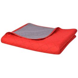 vidaXL - Zweiseitige Tagesdecke Gesteppt Rot und Grau 230x260 cm