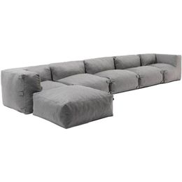 Modulares Ecksofa mit 3 Sesseln, 2 Ecken und 1 grauem Hocker - Mixi