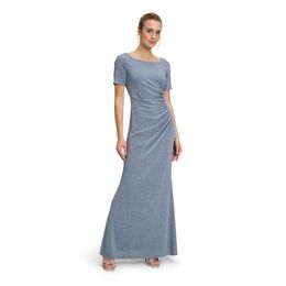 Abendkleid Vera Mont "Vera Mont im Glitzer-Look" Gr. 42, Normalgrößen, blau (light blau, silber) Damen Kleider Raffung