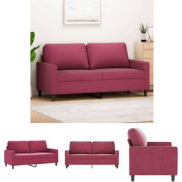 2-Sitzer-Sofa Weinrot 140 cm Samt - Sofas - Rot - The Living Store