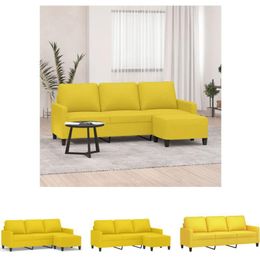 3-Sitzer-Sofa mit Hocker Hellgelb 180 cm Stoff - Sofas - Gelb - The Living Store