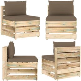 vidaXL Modulares Mittelsofa mit Kissen Grün Imprägniertes Holz - Mittelsofa - Mittelsofas - Home & Living