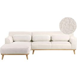 Beliani Ecksofa Weiß Bouclé-Stoffbezug L-förmig 3-Sitzer Sofa mit Chaiselongue Rechtsseitig Wohnzimmermöbel Modern Wohnzimmer Ausstattung Wohnecke