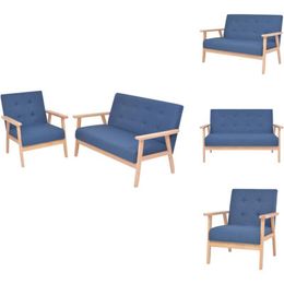 vidaXL - Sofas - Living Sofagarnitur 2-tlg. Stoff Blau - Blau