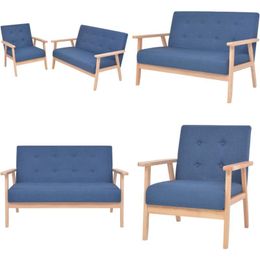 vidaXL Sofagarnitur 2-tlg. Stoff Blau - Sofa-Set - Sofa-Sets - Home & Living - Blau