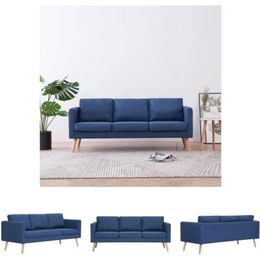 3-Sitzer-Sofa Stoff Blau - Sofas - Blau - The Living Store