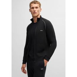 Sweatjacke BOSS "Mix&Match Jacket Z" Gr. S (48), schwarz Herren Sweatjacken mit Kontrastnaht am Ärmel