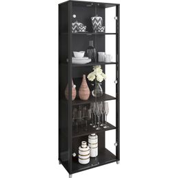 Fif Möbel Vitrine FIF MÖBEL "OPTIMA", schwarz, B:58cm H:172cm T:33cm, Glas, Holzwerkstoff, Schränke, Standvitrine, Vitrinenschrank, Glasvitrine, Sammlervitrine