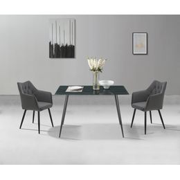 Esstisch Home Affaire "Turah, TOPSELLER" Tische Gr. B/H/T: 120cm x 76cm x 70cm, schwarz (schwarz + glas) mit Glasplatte in Holzoptik, zeitloses Design, pflegeleicht