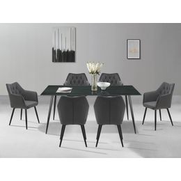 Esstisch Home Affaire "Turah, TOPSELLER" Tische Gr. B/H/T: 180cm x 76cm x 90cm, schwarz (schwarz + glas) mit Glasplatte in Holzoptik, zeitloses Design, pflegeleicht