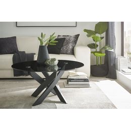 Couchtisch MCA furniture "KOPENHAGEN, TOSELLER" Tische Gr. B/H/T: 80cm x 45cm x 80cm, farblos (transparent + schwarz grau) Belastbarkeit von 10kg, robust, modern, Sicherheitsglasplatte