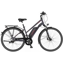 FISCHER BIKE E-Bike FISCHER FAHRRAD "VIATOR 1.0 Trapez 44" E-Bikes Gr. 44cm, 28 Zoll (71,12cm), grau (anthrazit) Pedelec, Elektrofahrrad für Damen u. Herren