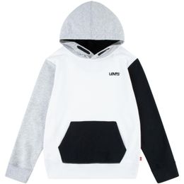 Kapuzensweatshirt LEVI'S KIDS Gr. 8 (128), weiß (bright white) Jungen Sweatshirts Colorblocking mit Kängurutasche