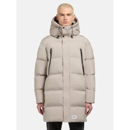 Steppmantel Khujo "Morse2-YM", Herren, Gr. L (52), grau, Obermaterial: 100% Polyester, Innenfutter: 100% Polyester, Wattierung: 100% Polyester, gerade ca. Mitte Oberschenkel, hoch geschlossener Ausschnitt, Ärmel ohne Ärmelschlitz normaler Saum, Mäntel, Urbaner Herren Mantel mit Kapuze und Rucksackgurten