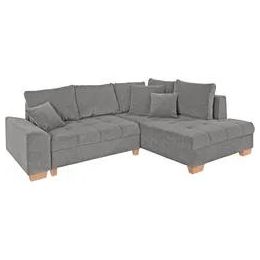 Ecksofa Inosign "Nikita II, L-Form" Sofas Gr. B/H/T: 240cm x 86cm x 186cm, Aqua Clean Pascha, Ottomane rechts, mit Bettfunktion-mit Bettkasten, grau (melange) mit Kaltschaumpolsterung, wahlweise Bett und Bettkasten