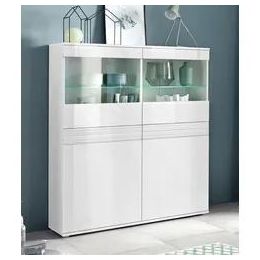 borchardt Möbel Vitrine BORCHARDT MÖBEL "Florenz" Schränke weiß (weiß hg/weiß hg/riffeloptik mdf) Höhe 125 cm