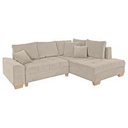 Ecksofa Inosign "Nikita II, L-Form" Sofas Gr. B/H/T: 240cm x 86cm x 186cm, Aqua Clean Pascha, Ottomane rechts, mit Bettfunktion-mit Bettkasten, beige (natur) mit Kaltschaumpolsterung, wahlweise Bett und Bettkasten