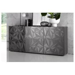 Sideboard Inosign "Prisma" Sideboards Gr. B/H/T: 181 cm x 84 cm x 42 cm, grau (anthrazit hochglanz lack, anthrazit mit siebdruck lack) Breite 181 cm