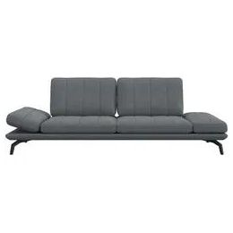 3-Sitzer FLEXLUX "Tropea Funktionssofa, Designsofa, Relaxfunktion, TV-Couch" Sofas Gr. B/H/T: 252cm x 90cm x 145cm, Lederoptik, grau (elephant grey) mit Armteilverstellung sowie Sitztiefenverstellung, Breite 252 cm