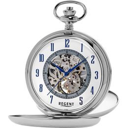 Regent Uhren Taschenuhr REGENT "P705-19387749" Taschenuhren silberfarben (edelstahlfarben) Damen Herren, Handaufzug, Acrylglas, skelettiertes Zifferblatt