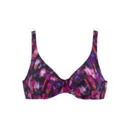 Lascana Bikinitop Damen Gr&ouml;&szlig;e 85 dunkellila / pink / schwarz
