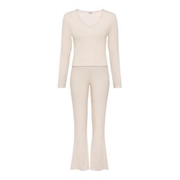 Lscn By Lascana Pyjama Damen Gr&ouml;&szlig;e L/XL beige Winterkleid
