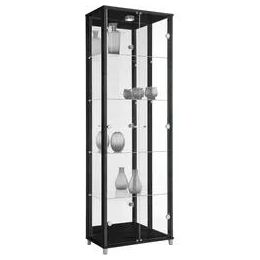 Fif Möbel Vitrine FIF MÖBEL "OPTIMA", schwarz, B:57,5cm H:172cm T:32cm, Glas, Holzwerkstoff, Schränke, Standvitrine, Vitrinenschrank, Glasvitrine, Sammlervitrine, LED