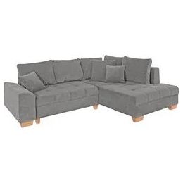 Ecksofa Inosign "Nikita II, L-Form" Sofas Gr. B/H/T: 240cm x 86cm x 186cm, Aqua Clean Pascha, Ottomane rechts, Mit Kaltschaum-ohne Funktion, grau (melange) mit Kaltschaumpolsterung, wahlweise Bett und Bettkasten