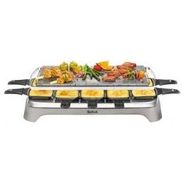 Tefal Raclette "PR457B Pierrade" Raclettes Grill-Platte aus Stein, inkl. Schaber, Pfännchen spülmaschinengeeignet grau (grau, edelstahlfarben)