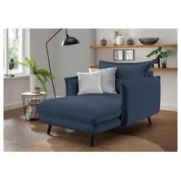 Loveseat Inosign "Lazio" Sessel Gr. Webstoff, Fußfarbe schwarz-Bezugsfarbe dunkelblau, B/H/T: 111cm x 101cm x 167cm, blau (dunkelblau) moderner Sessel mit einer bequemen Polsterung, 2 Stk. Zierkissen