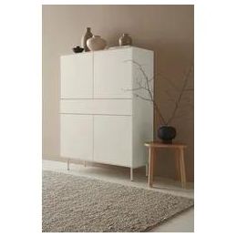 Highboard LeGer Home by Lena Gercke "Essentials" Sideboards Gr. B/H/T: 112cm x 144cm x 42cm,, grau (warmgrau) Höhe: 144cm, MDF lackiert, Push-to-open-Funktion