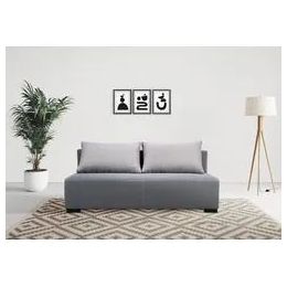 Schlafsofa Inosign "Tomar, 198cm, mit Bettfunktion (150/198cm) und" Sofas Gr. B/H/T: 198cm x 93cm x 95cm, Struktur fein, grau (dunkelgrau) Bettkasten. Mit Federkernpolsterung.