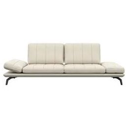 3-Sitzer FLEXLUX "Tropea Funktionssofa, Designsofa, Relaxfunktion, TV-Couch" Sofas Gr. B/H/T: 252 cm x 90 cm x 145 cm, Echtleder, weiß (warm white) mit Armteilverstellung sowie Sitztiefenverstellung, Breite 252 cm