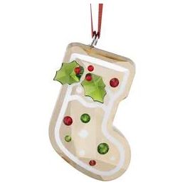 Dekohänger Swarovski "Sammelfigur Holiday Cheers Lebkuchen Nikolausstiefel Ornament, 5681581" Gr. B/H/T: 1,55cm x 4,65cm x 3,22cm, bunt (champagnerfarben-weiß-grün-rot-metallfarben) Swarovski Kristall