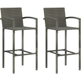 Barhocker 2 Stk. Grau Poly Rattan vidaXL